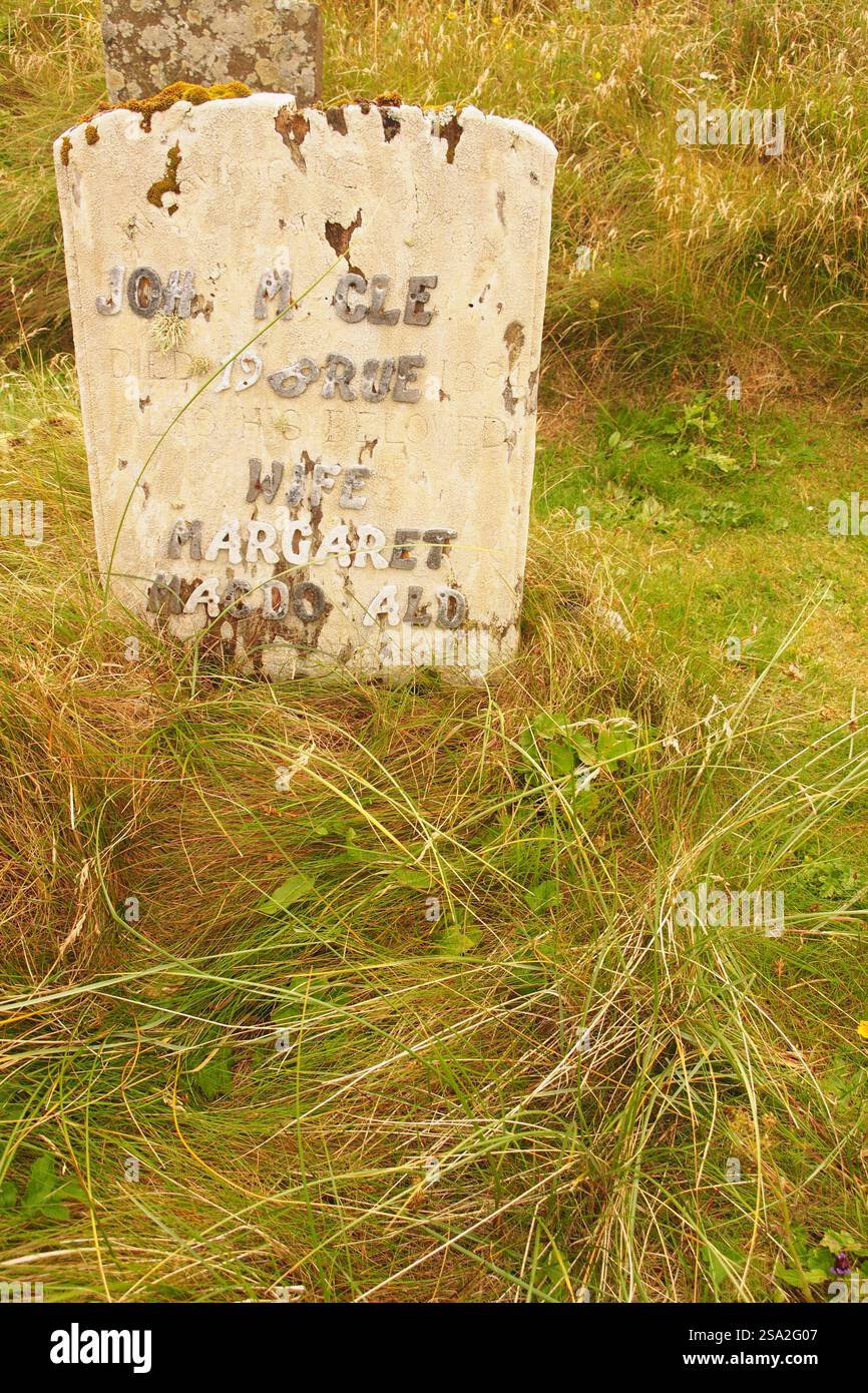An ancient gravestone cemetery on the west coast of the Isle of Lewis ...