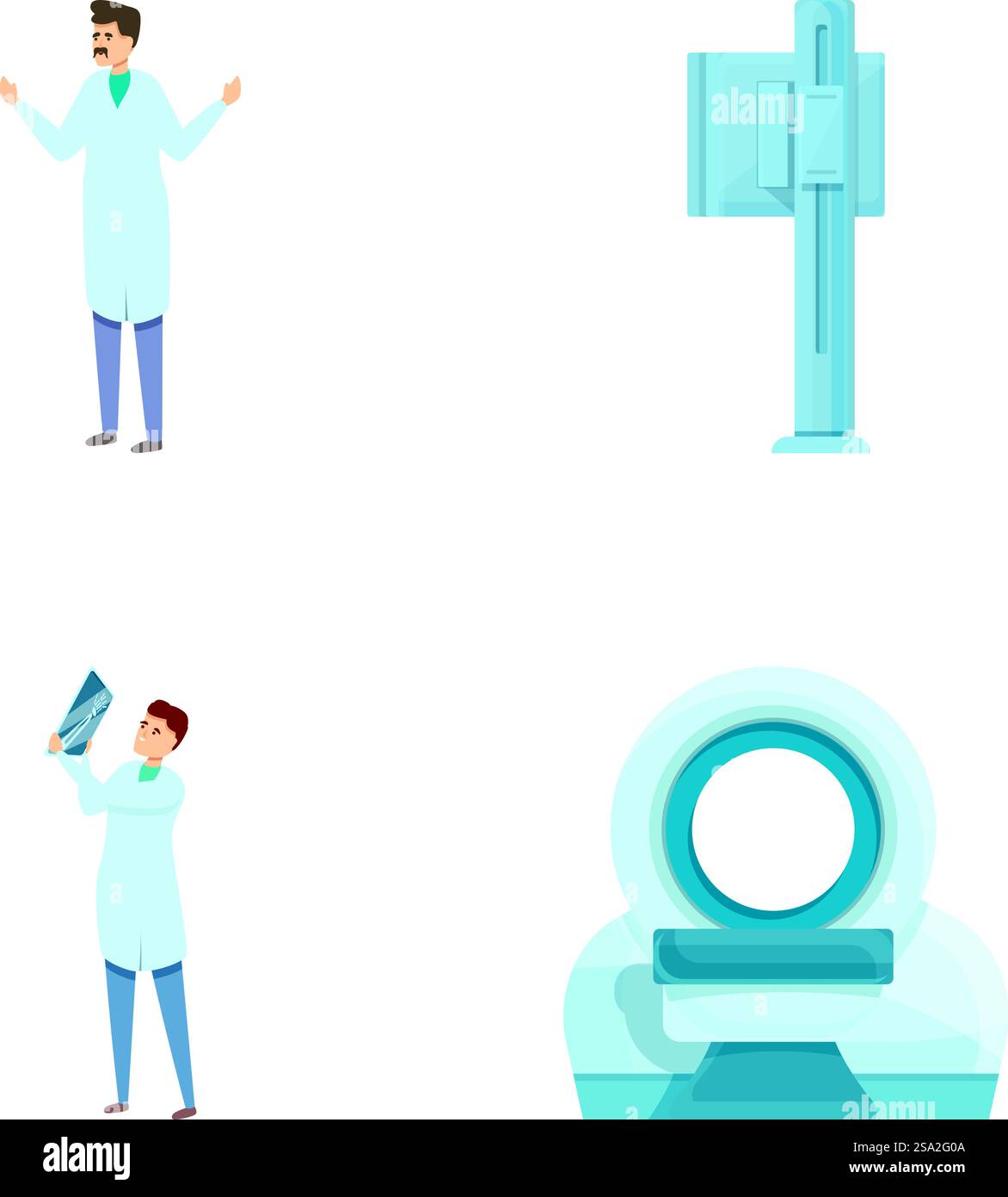 Xray diagnostic icons set cartoon vector. Doctor examine human body ...