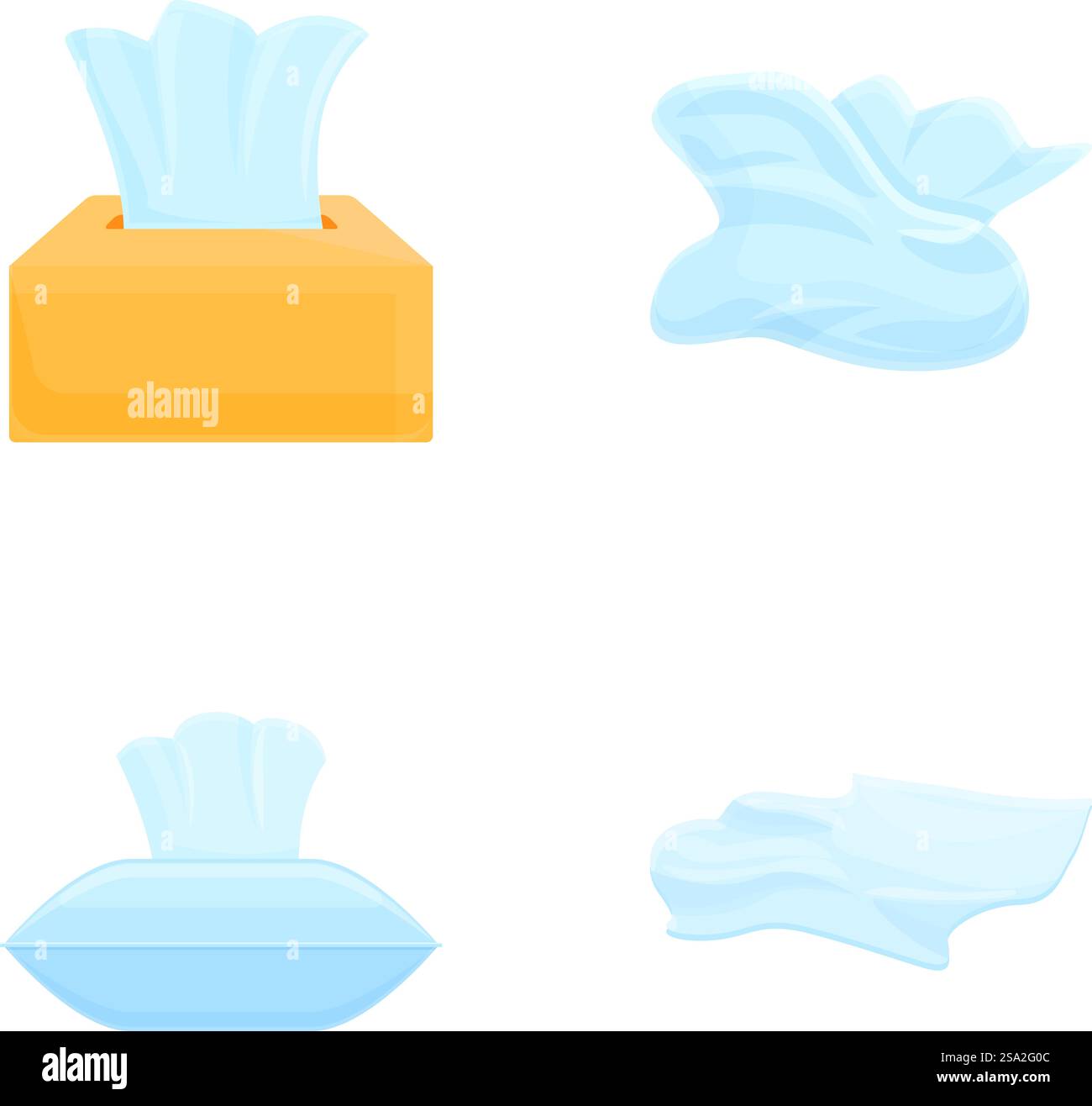 Paper napkin icons set cartoon vector. Wet and dry napkin. Hygiene ...
