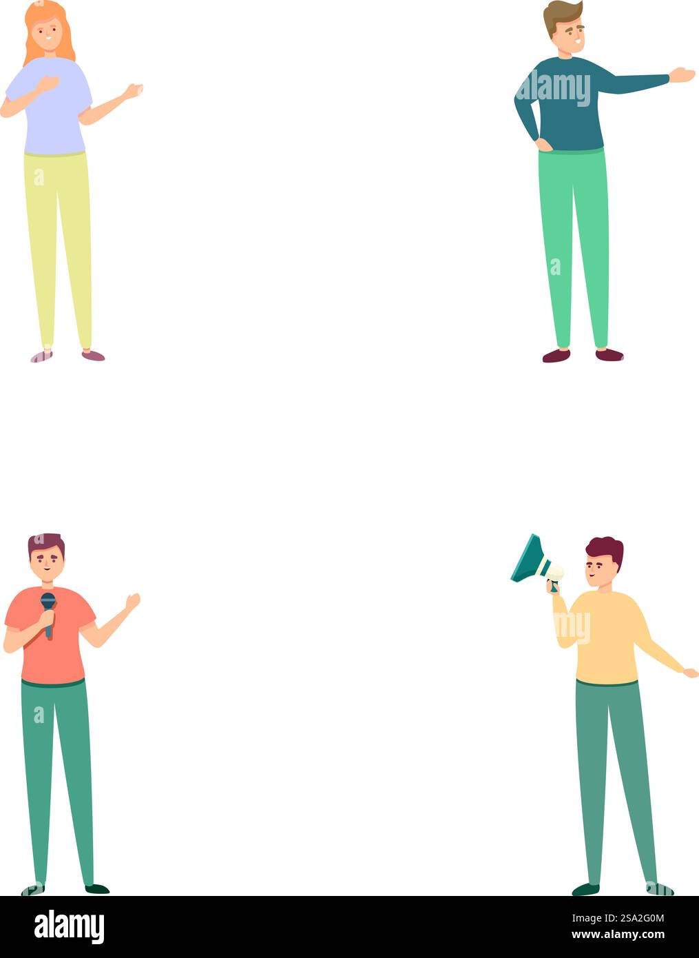 Agitation icons set cartoon vector. Loud talking and agitating people ...
