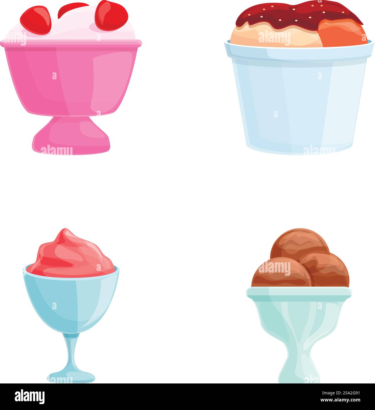 Ice cream icons set cartoon vector. Ice cream in various flavor and ...