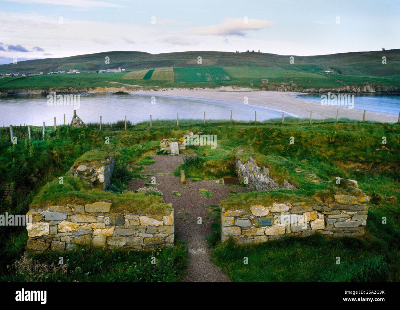 St Ninian's Isle church & tombolo (sand and gravel spit) connecting to ...