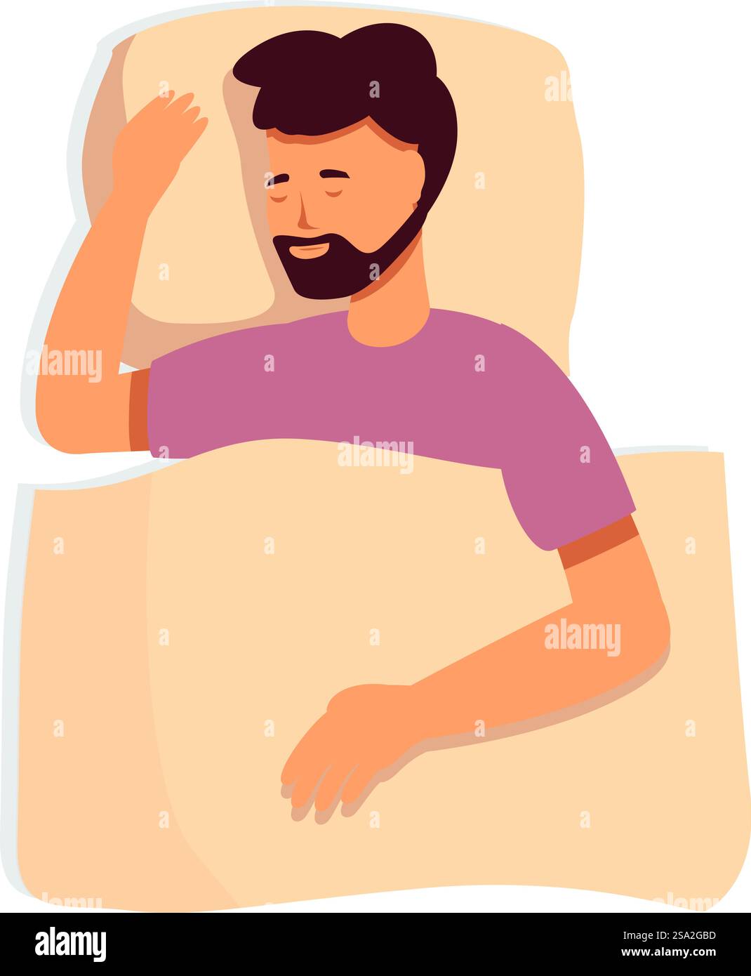 Sleepy bearded man icon cartoon vector. Asleep time. Resting happy ...