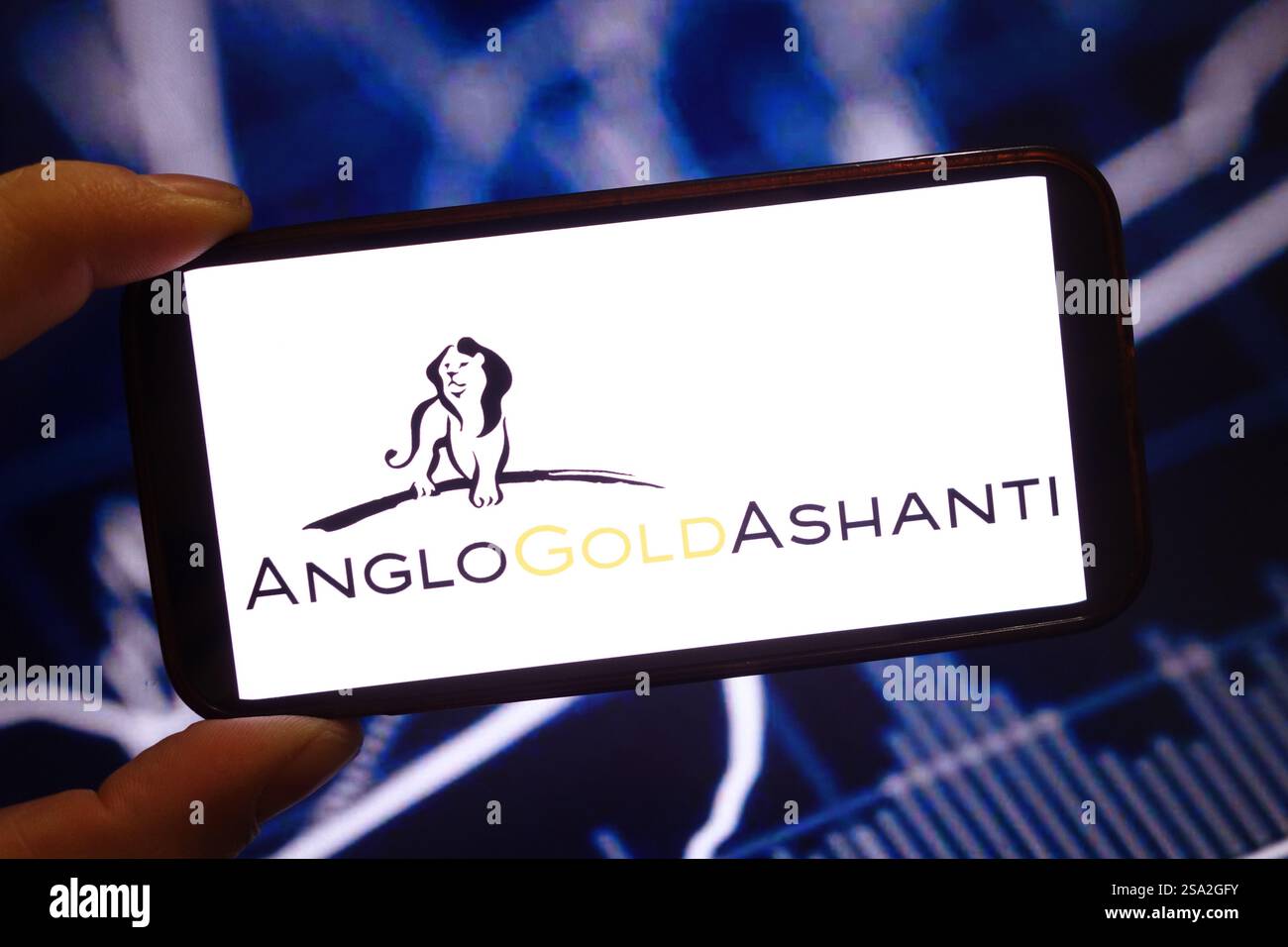 In this photo illustration, the AngloGold Ashanti company logo is seen ...
