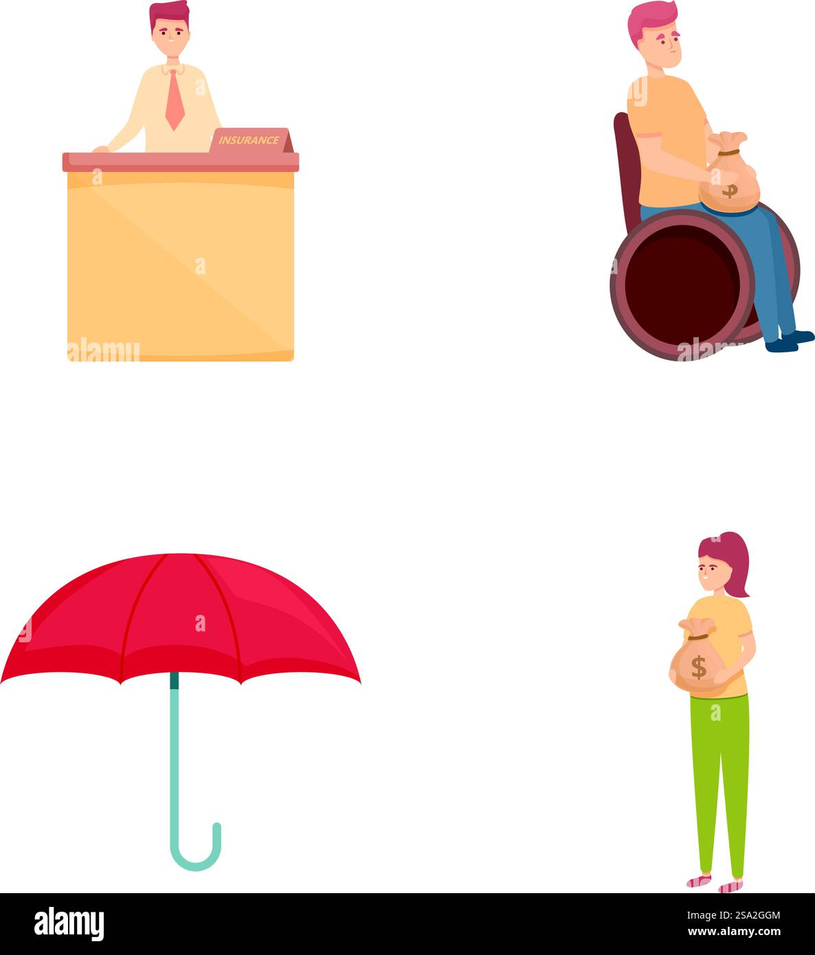 Health insurance icons set cartoon vector. People receiving insurance ...