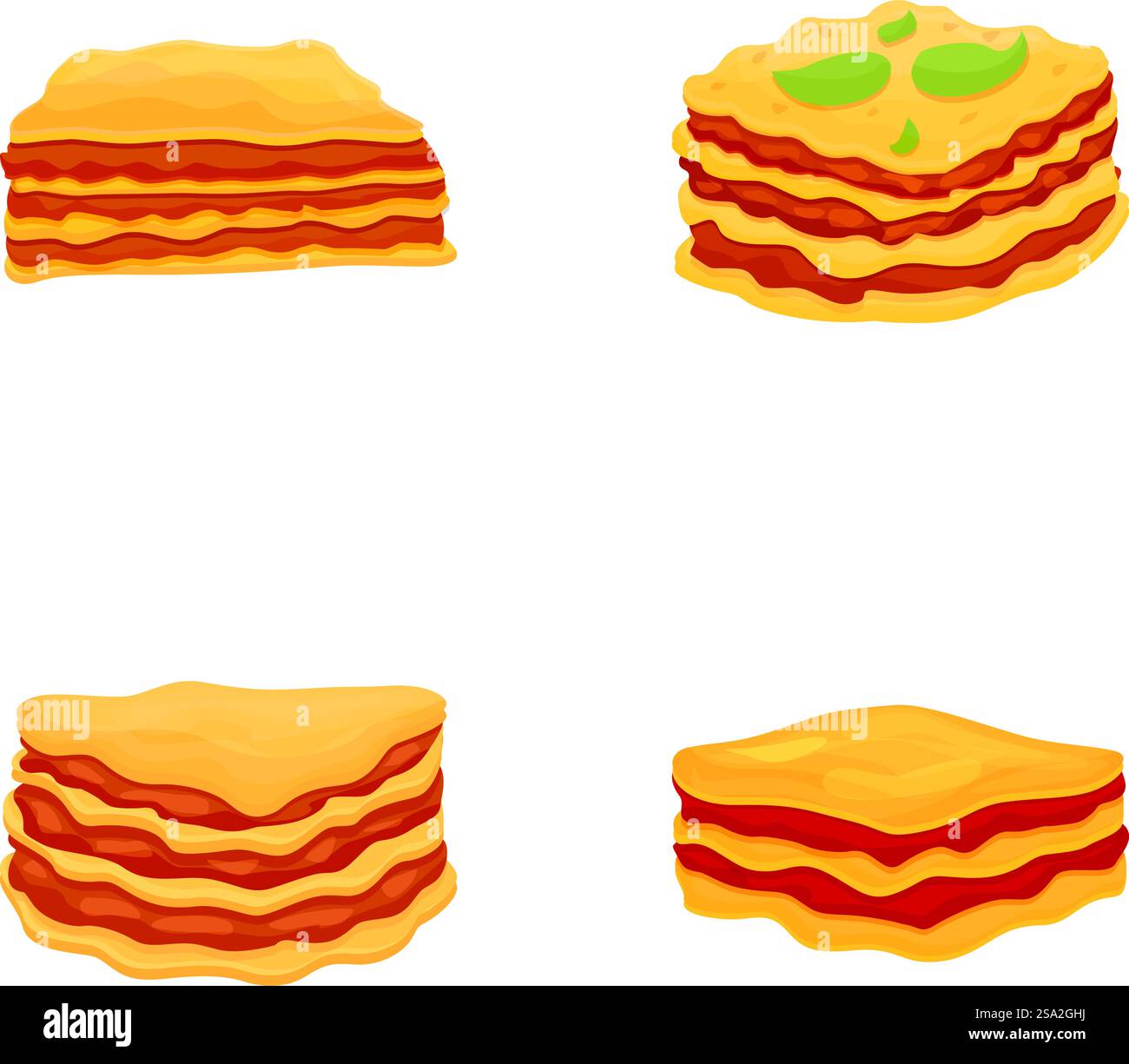 Italian lasagna icons set cartoon vector. Tasty meat dish ...