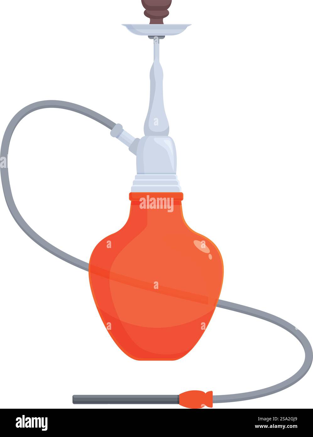 Red color hookah icon cartoon vector. Smoking equipment. Turkish model ...