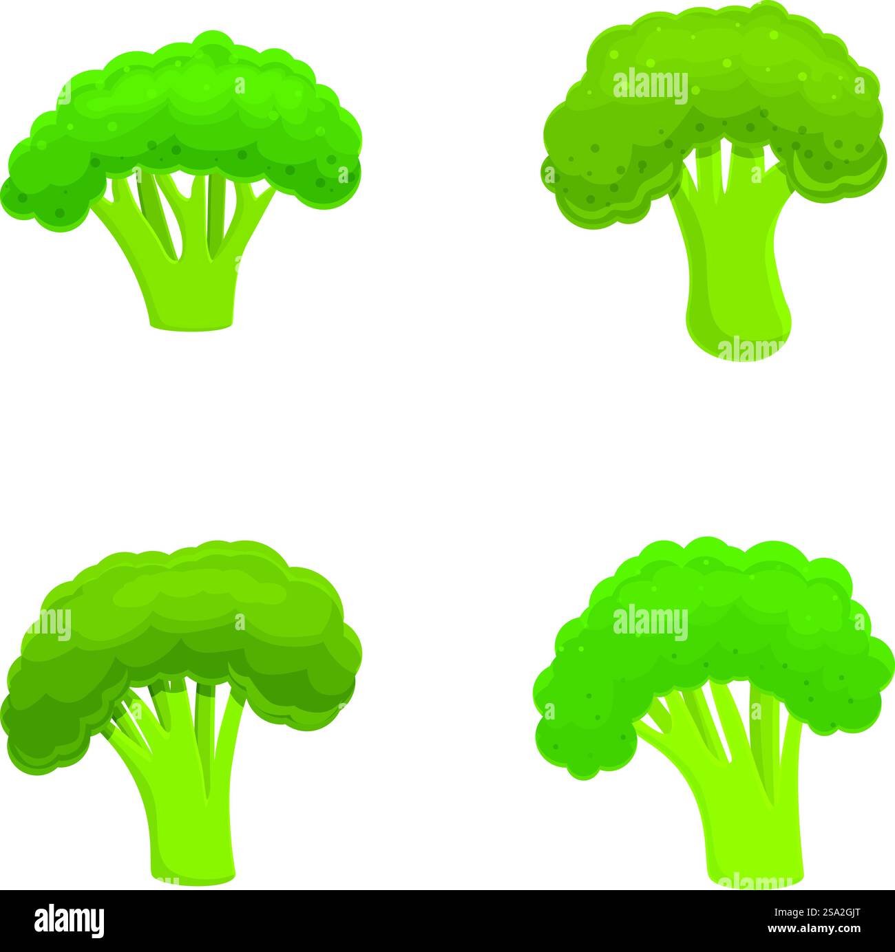 Fresh broccoli icons set cartoon vector. Green broccoli cabbage on ...