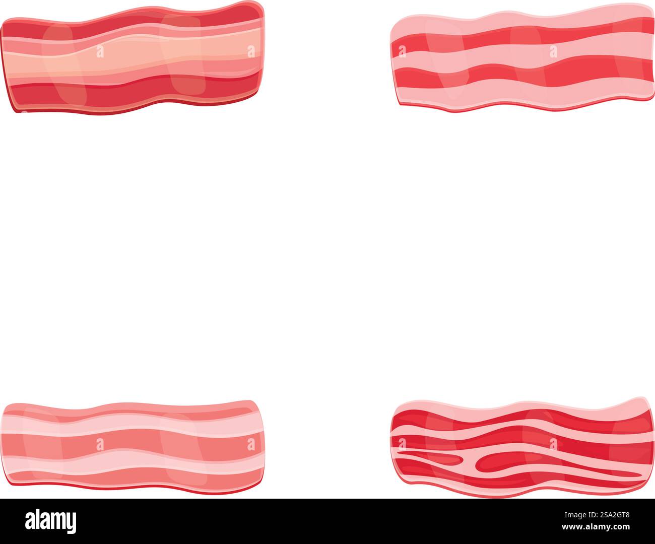 Bacon icons set cartoon vector. Fresh chopped piece of bacon ...