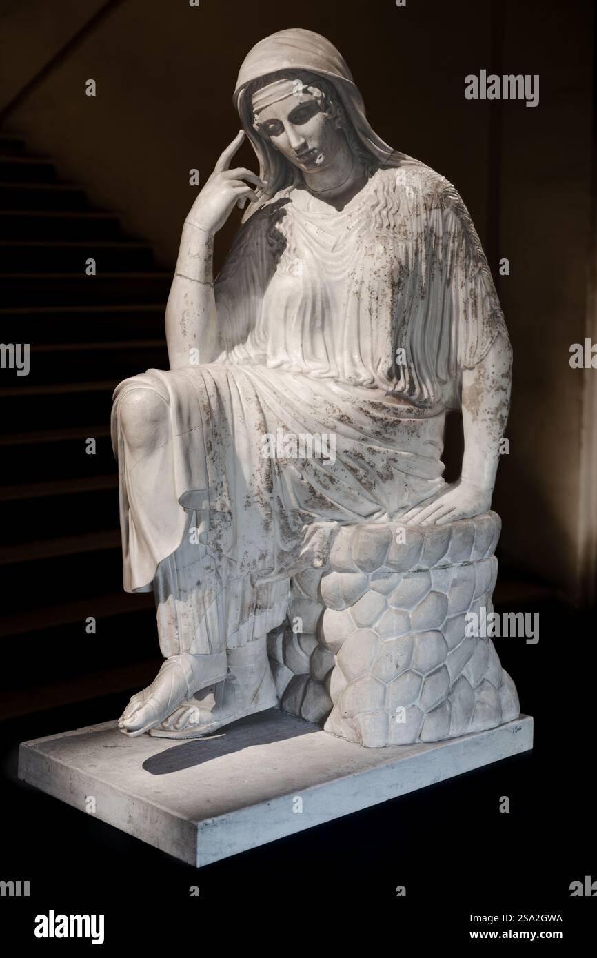 Ancient Roman Art, Seated woman called Penelope, first century AD, marble, Vatican Museums ...