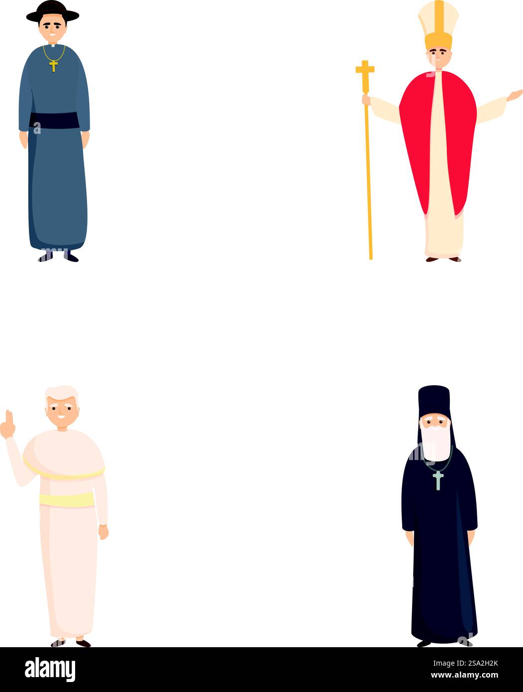 Religion leader icons set cartoon vector. Various religious church ...