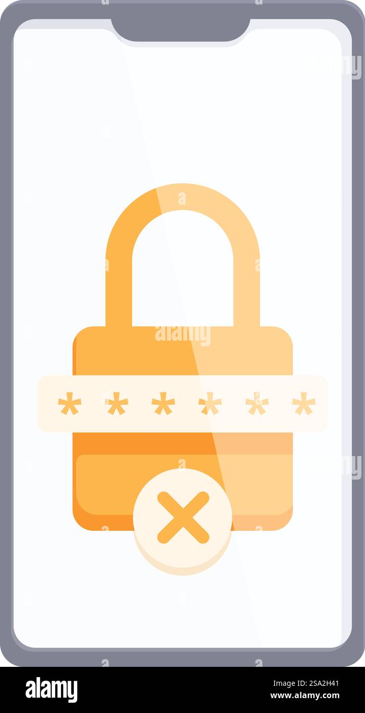 Locked password on phone icon cartoon vector. Safety hardware. Hacker render encryption. Locked ...