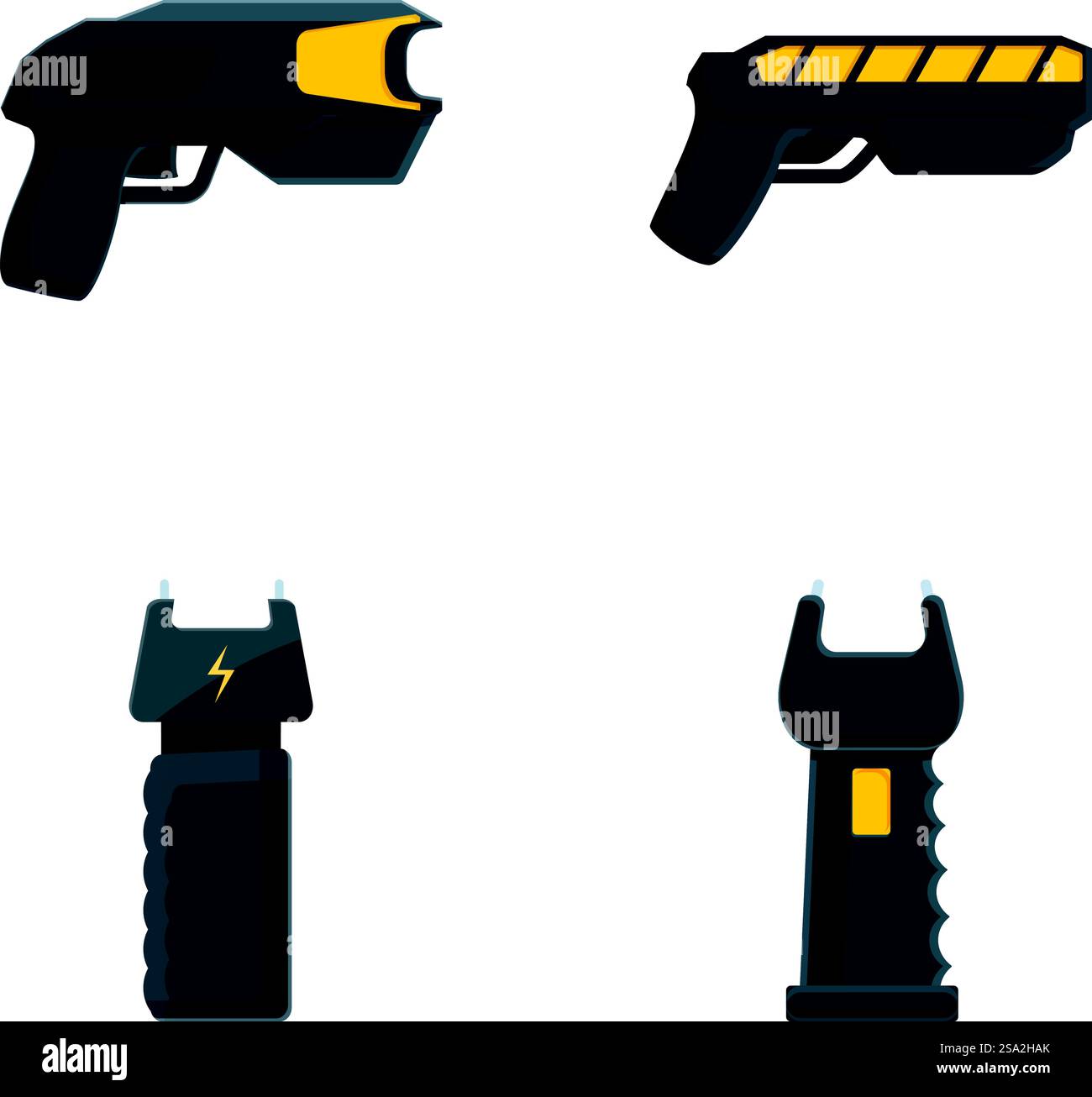Taser icons set cartoon vector. Various electroshock weapon for self ...
