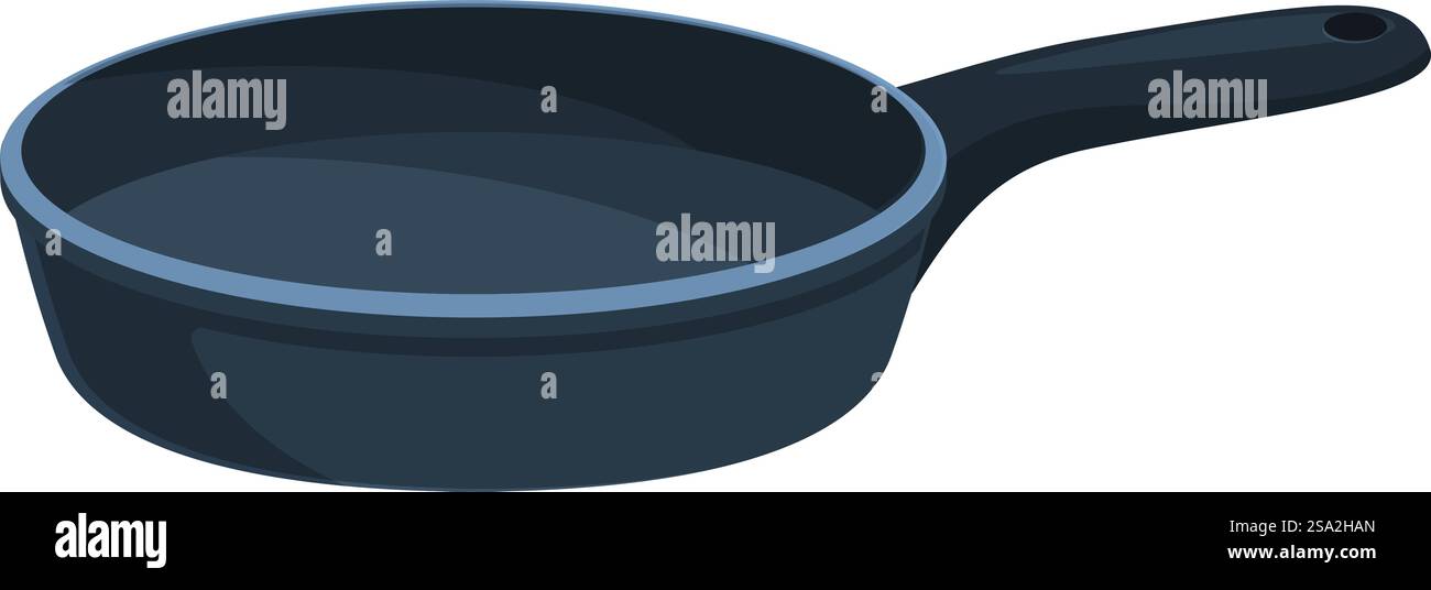 Black color pan icon cartoon vector. Coating element. Domestic utensil ...