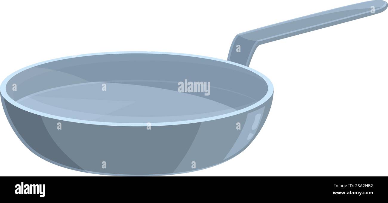 Modern steel pan icon cartoon vector. Domestic utensil. Clean fry meal ...