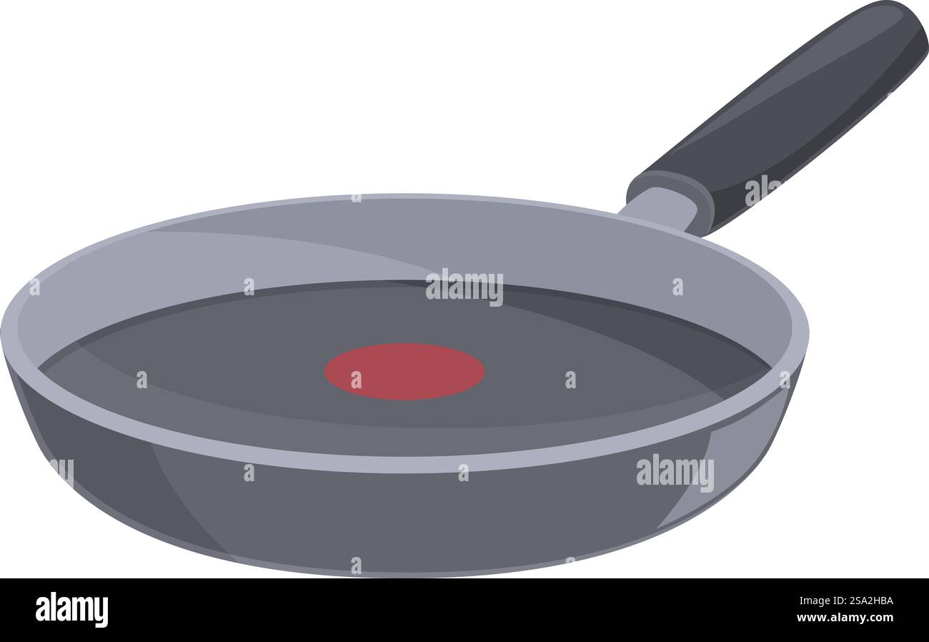 Red point frying pan icon cartoon vector. Home utensil. Gourmet coating ...
