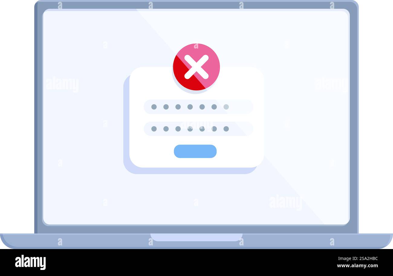 Laptop password error icon cartoon vector. Denied service. Privacy ...