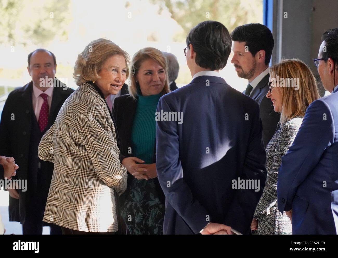 Queen Sofia (left) during her visit to the Valencia food bank on ...