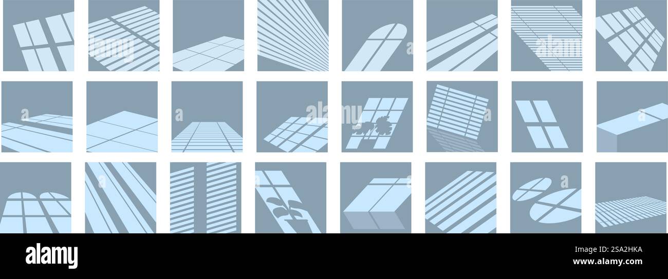 Overlay window icons set cartoon vector. Light reflection. Frame effect ...