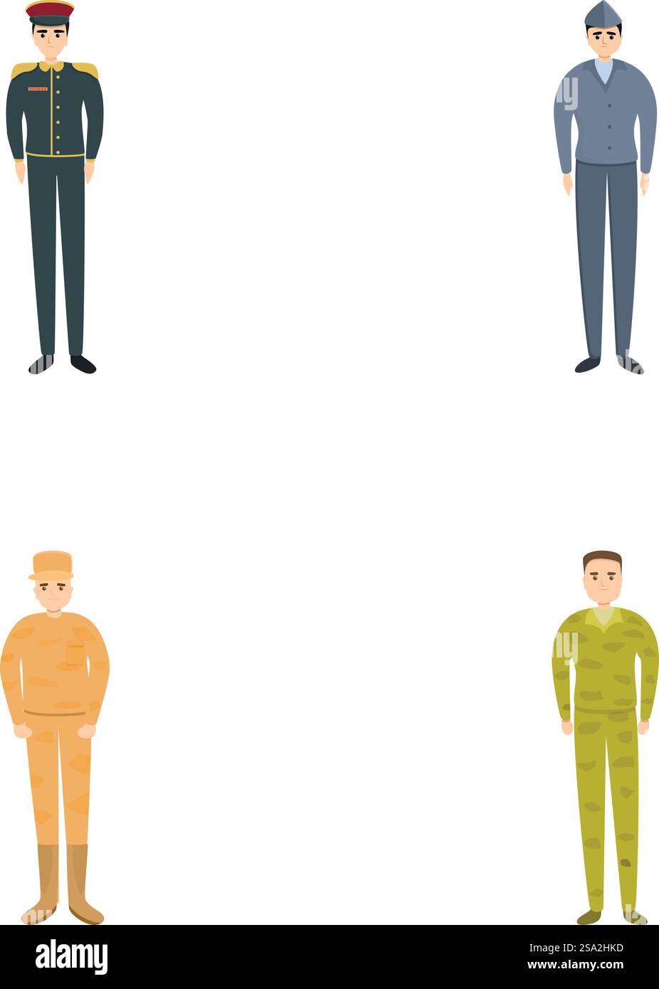 Military man icons set cartoon vector. Soldier and officer in military ...