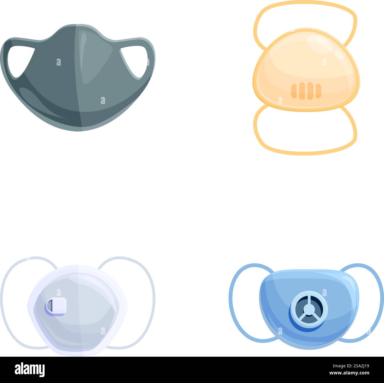 Protection respirator icons set cartoon vector. Virus protection ...