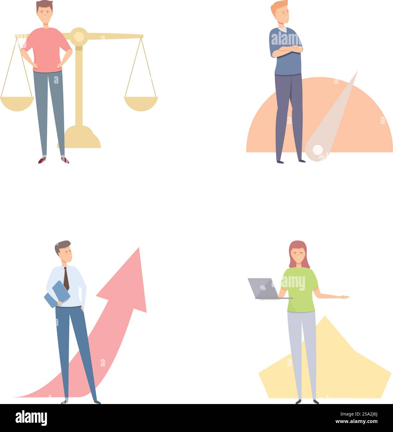 Business benchmarking icons set cartoon vector. People testing product ...