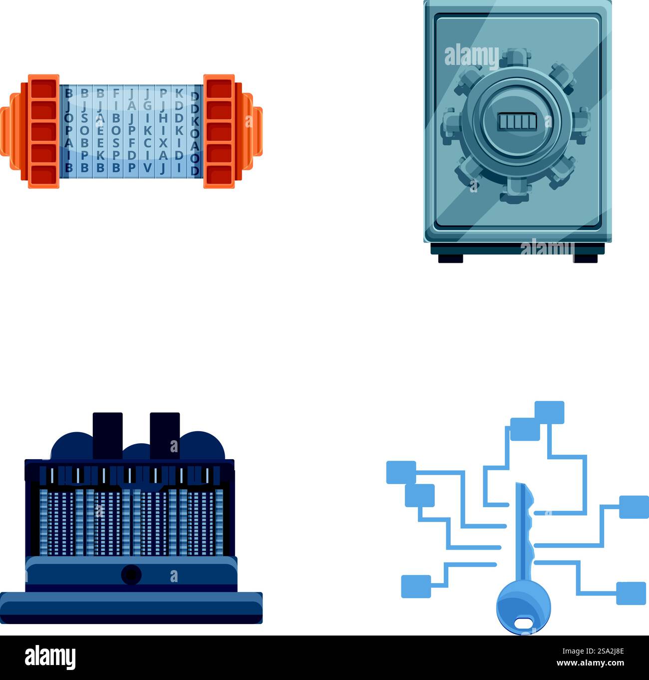 Cipher system icons set cartoon vector. Various type of encryption ...