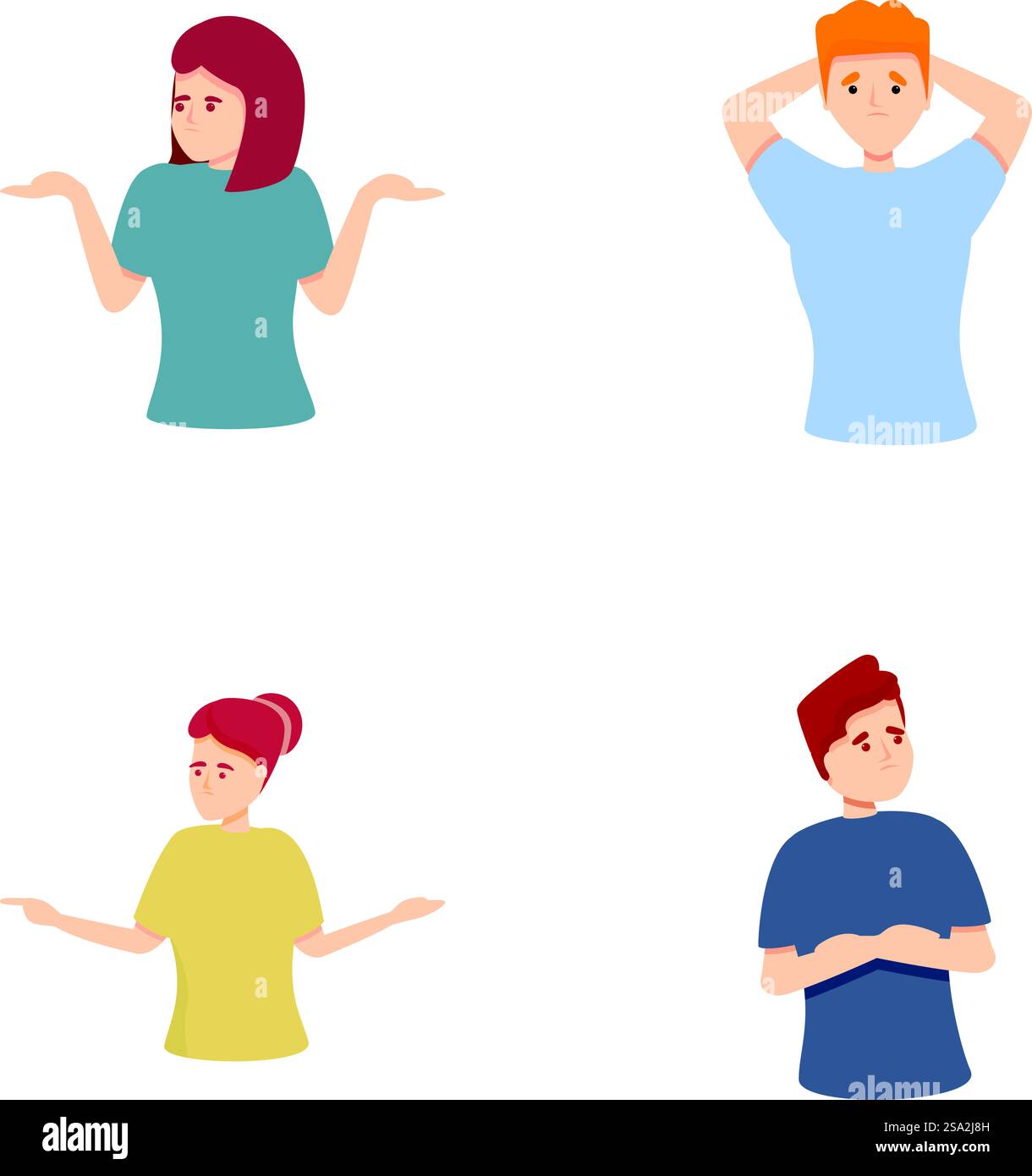 Ambiguous icons set cartoon vector. Confused character does not know ...