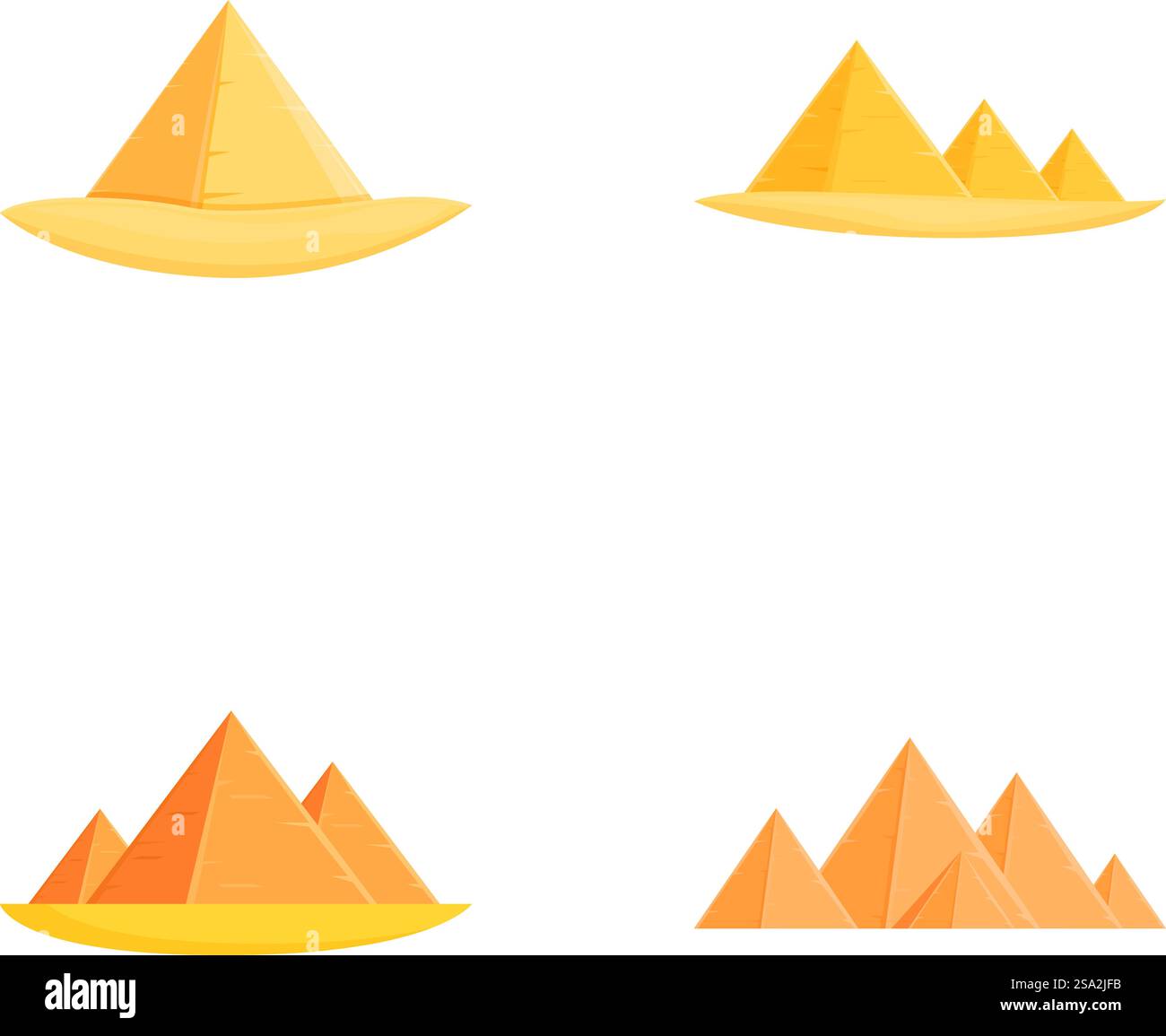 Egyptian pyramid icons set cartoon vector. Ancient pharaoh tomb in ...