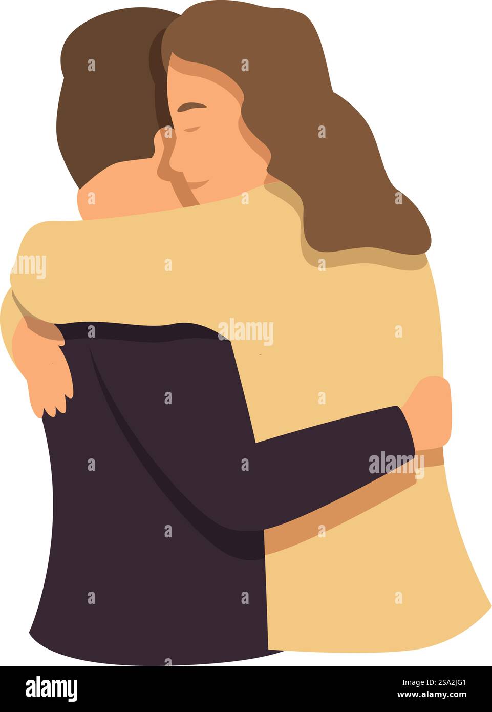 Young couple embrace icon cartoon vector. Adult support. Male and ...