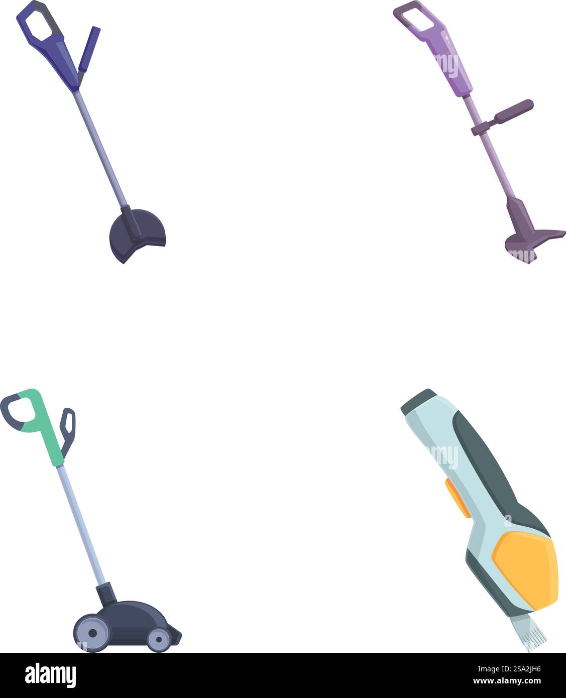 Lawn mower icons set cartoon vector. Electric lawn mower and grass ...