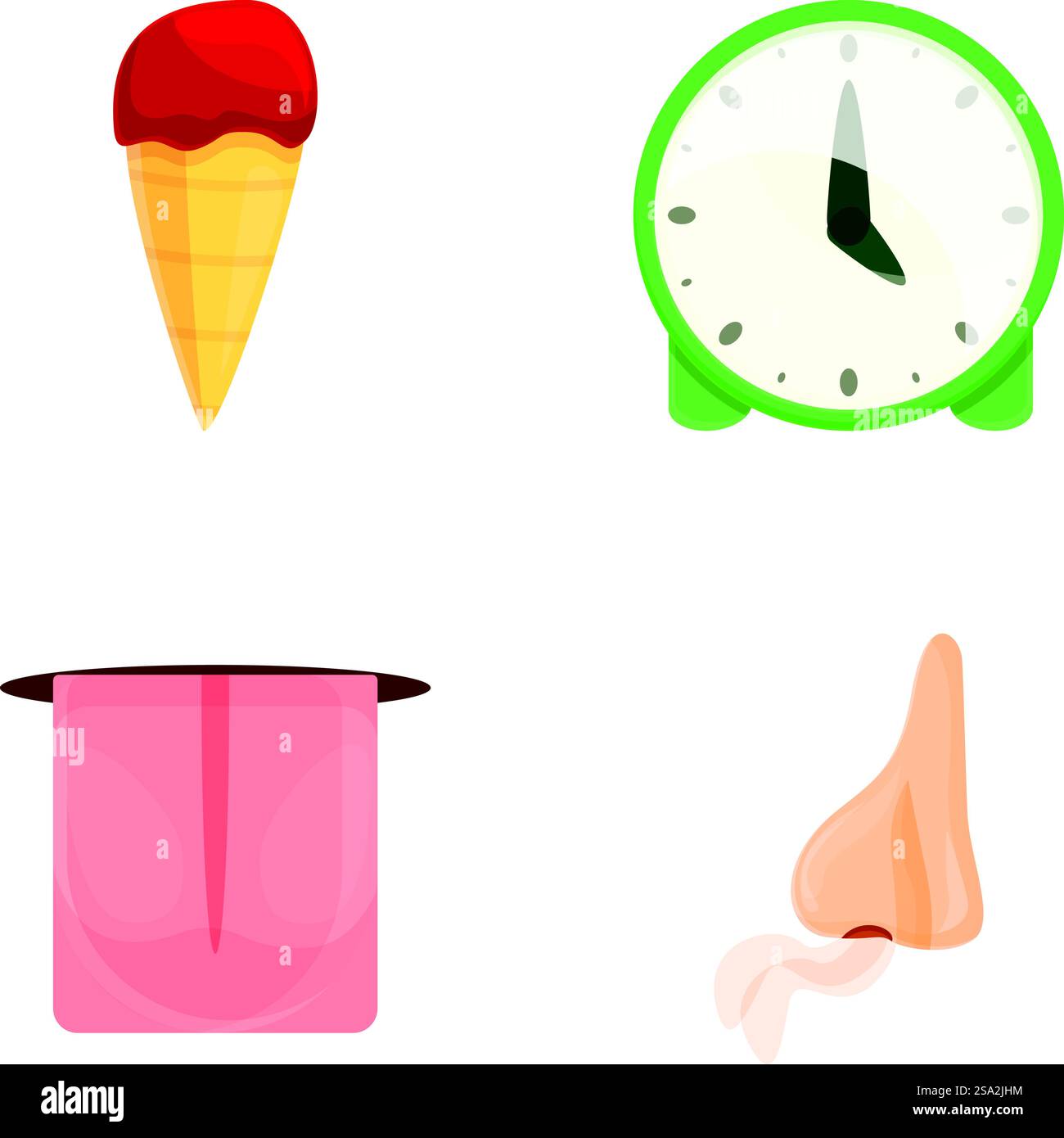 Senses icons set cartoon vector. Human perception element. Taste and ...