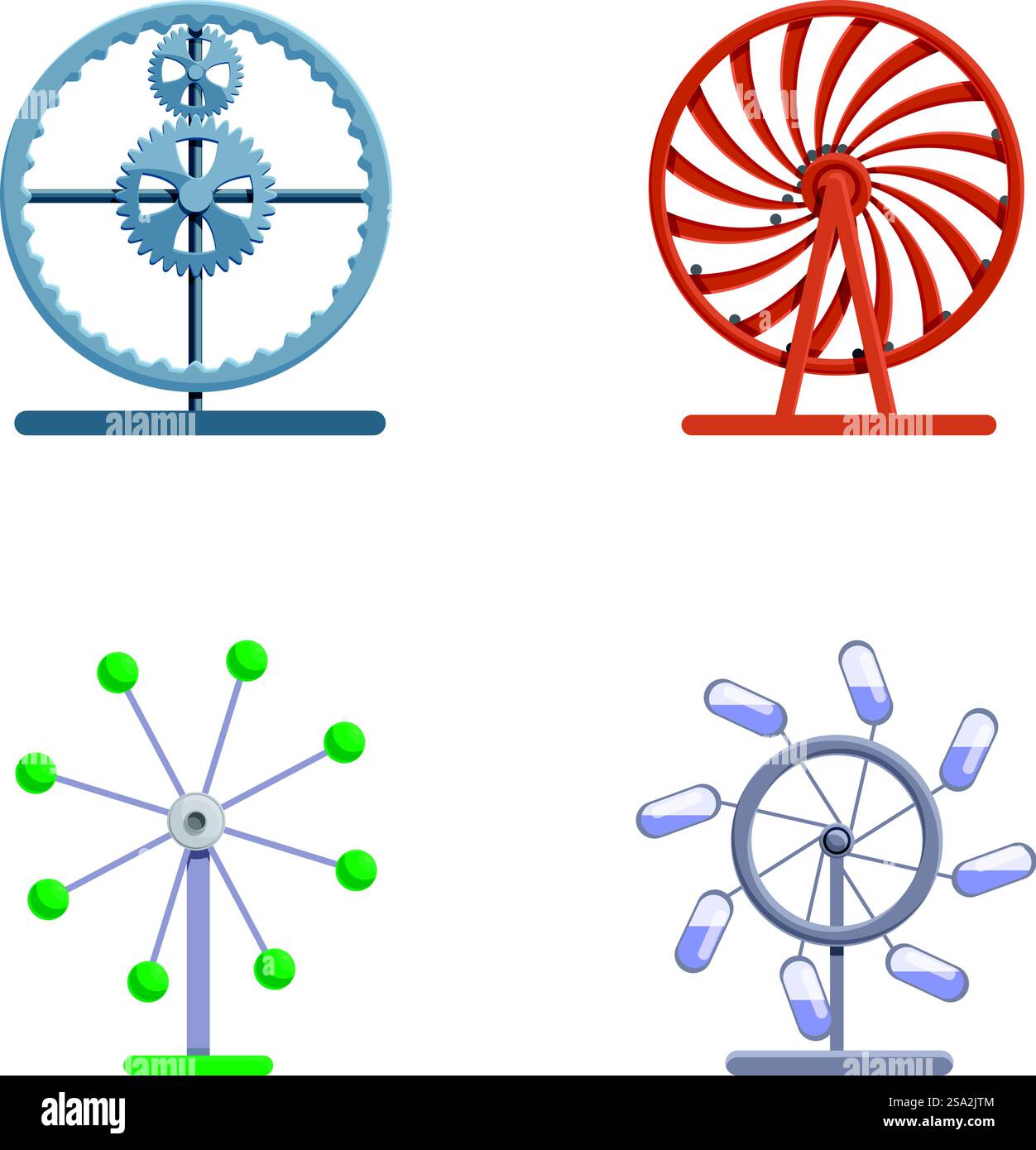 Perpetuum mobile icons set cartoon vector. Various perpetual motion ...
