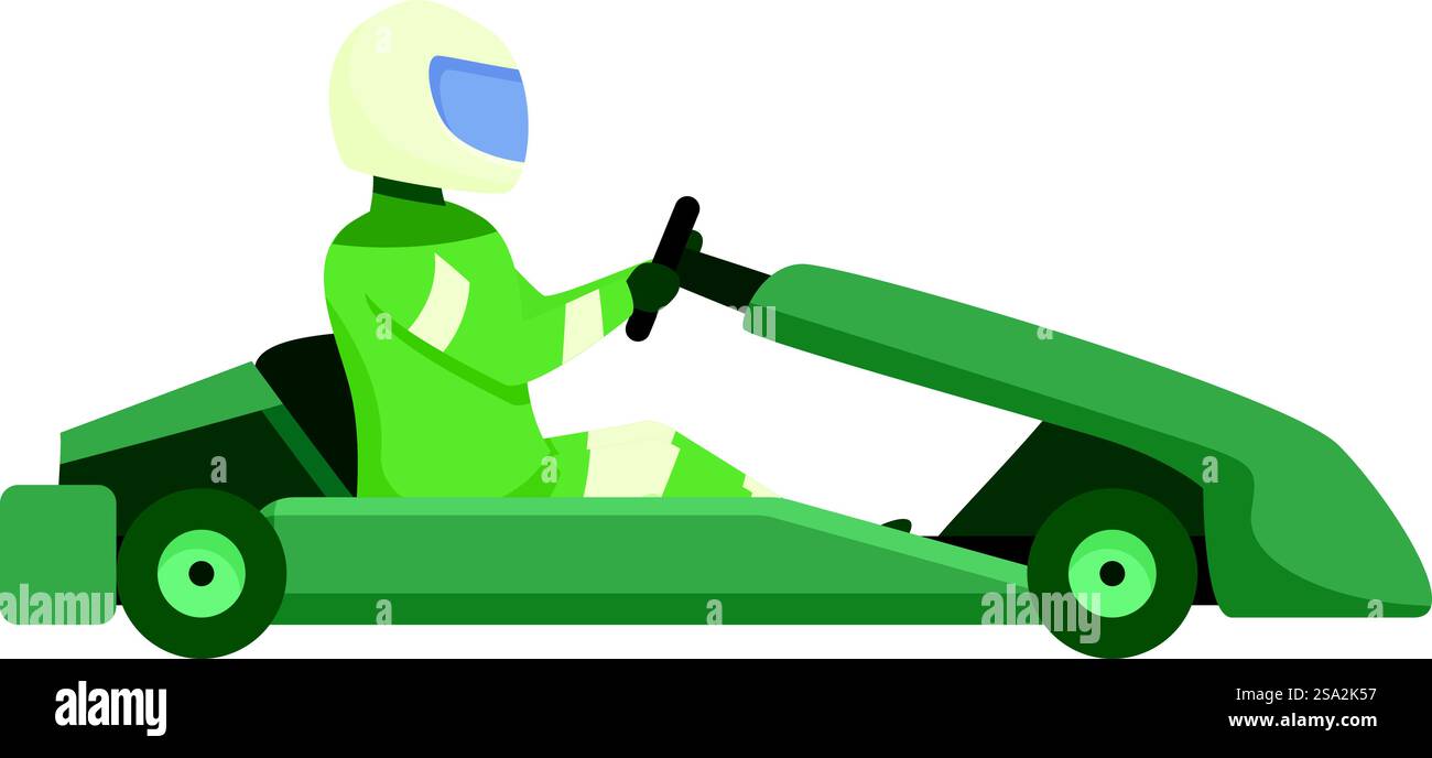 Young carting racer icon cartoon vector. Auto speed. Man drive cart ...