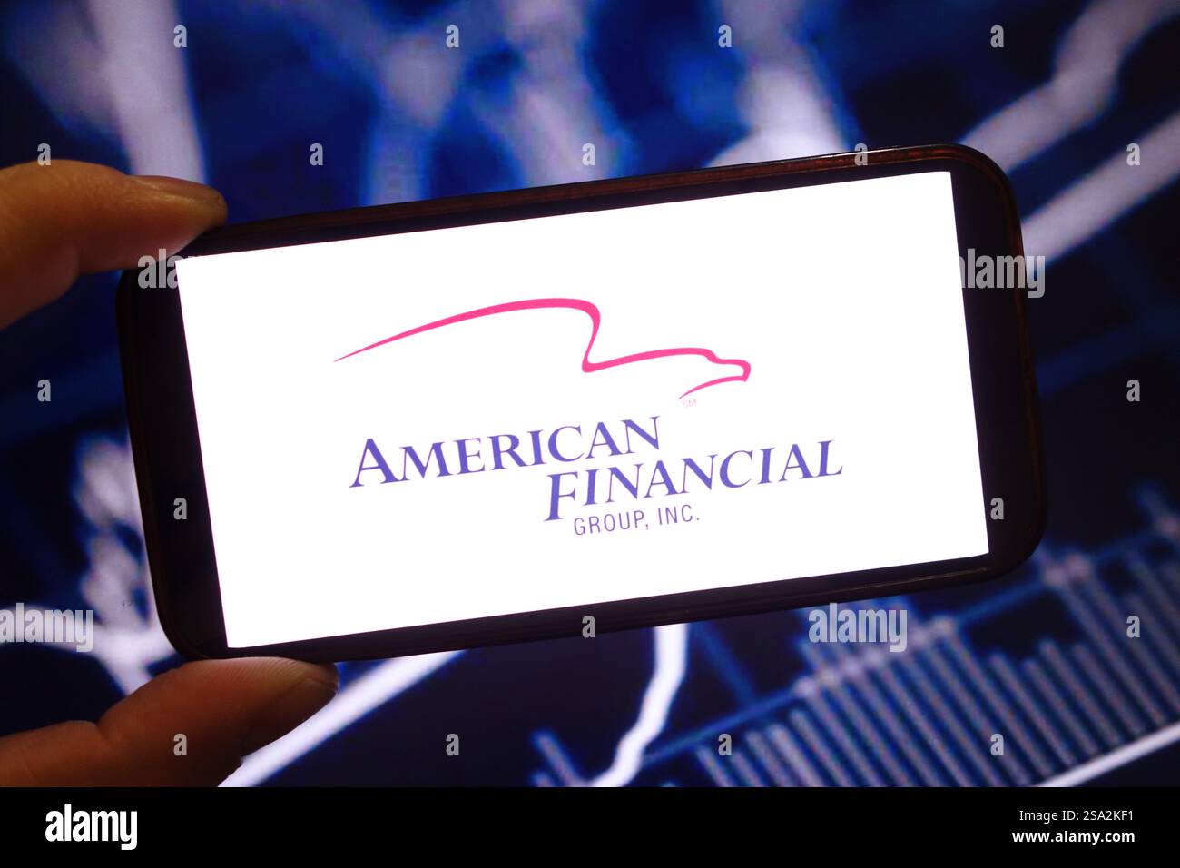 Poland. 25th Jan, 2025. In this photo illustration, the American Financial Group company logo is ...