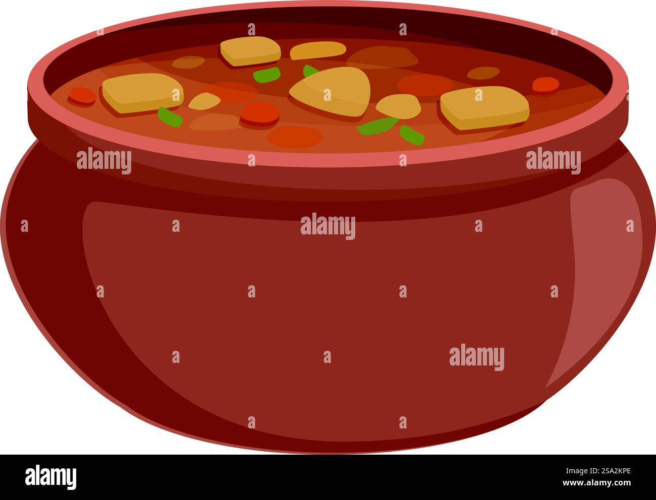 Colorful vector graphic of a rich and comforting vegetable stew served ...