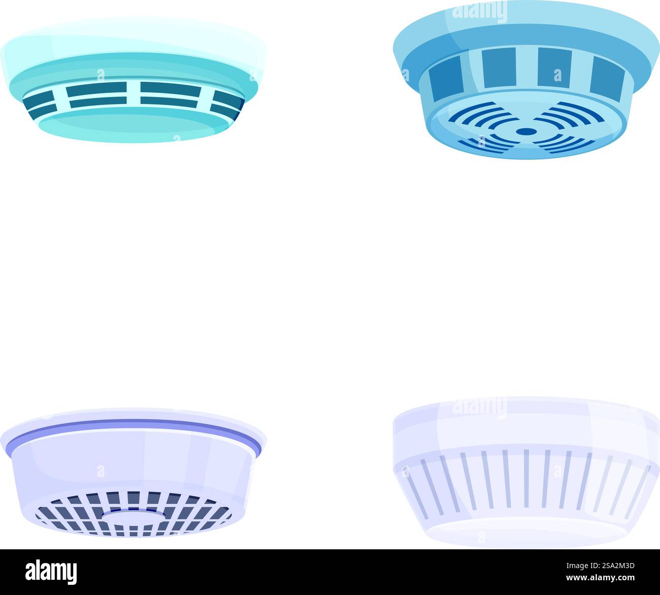 Smoke detector icons set cartoon vector. Smoke control system. Fire ...