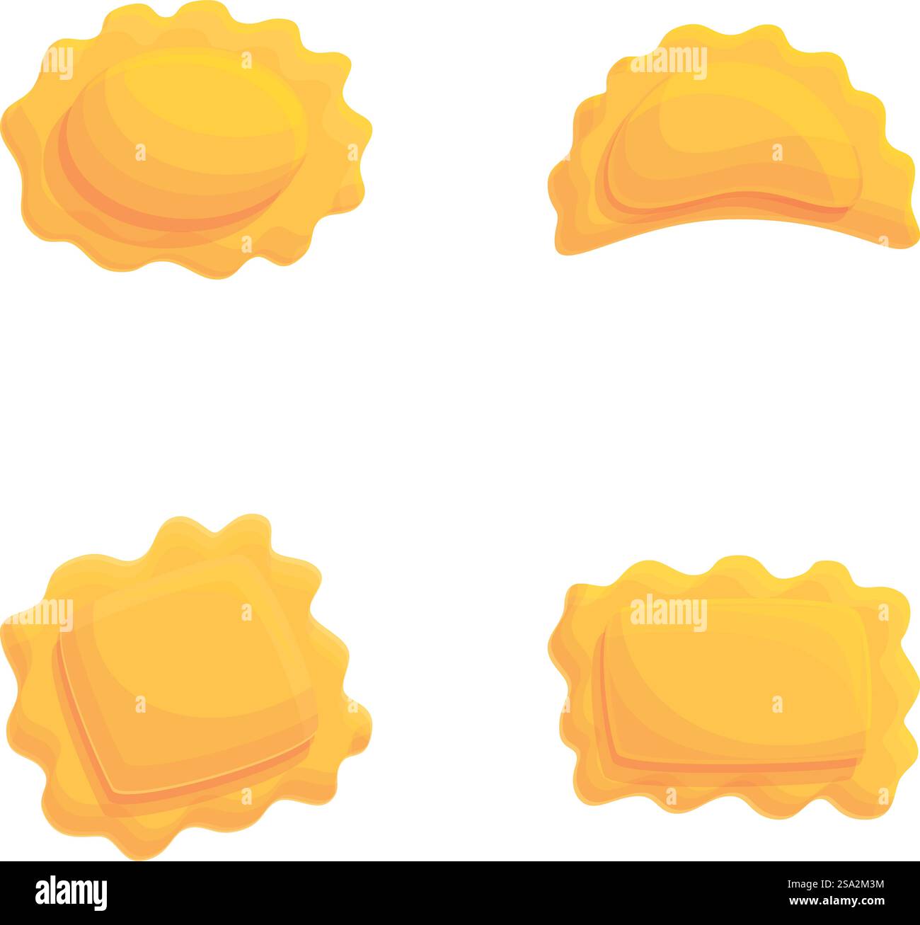 Ravioli icons set cartoon vector. Ravioli of various shape. Italian ...