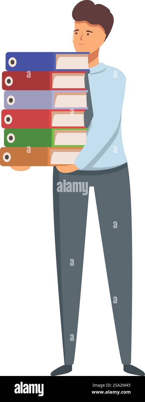 Folder stack manager icon cartoon vector. Paper work. Professional task ...