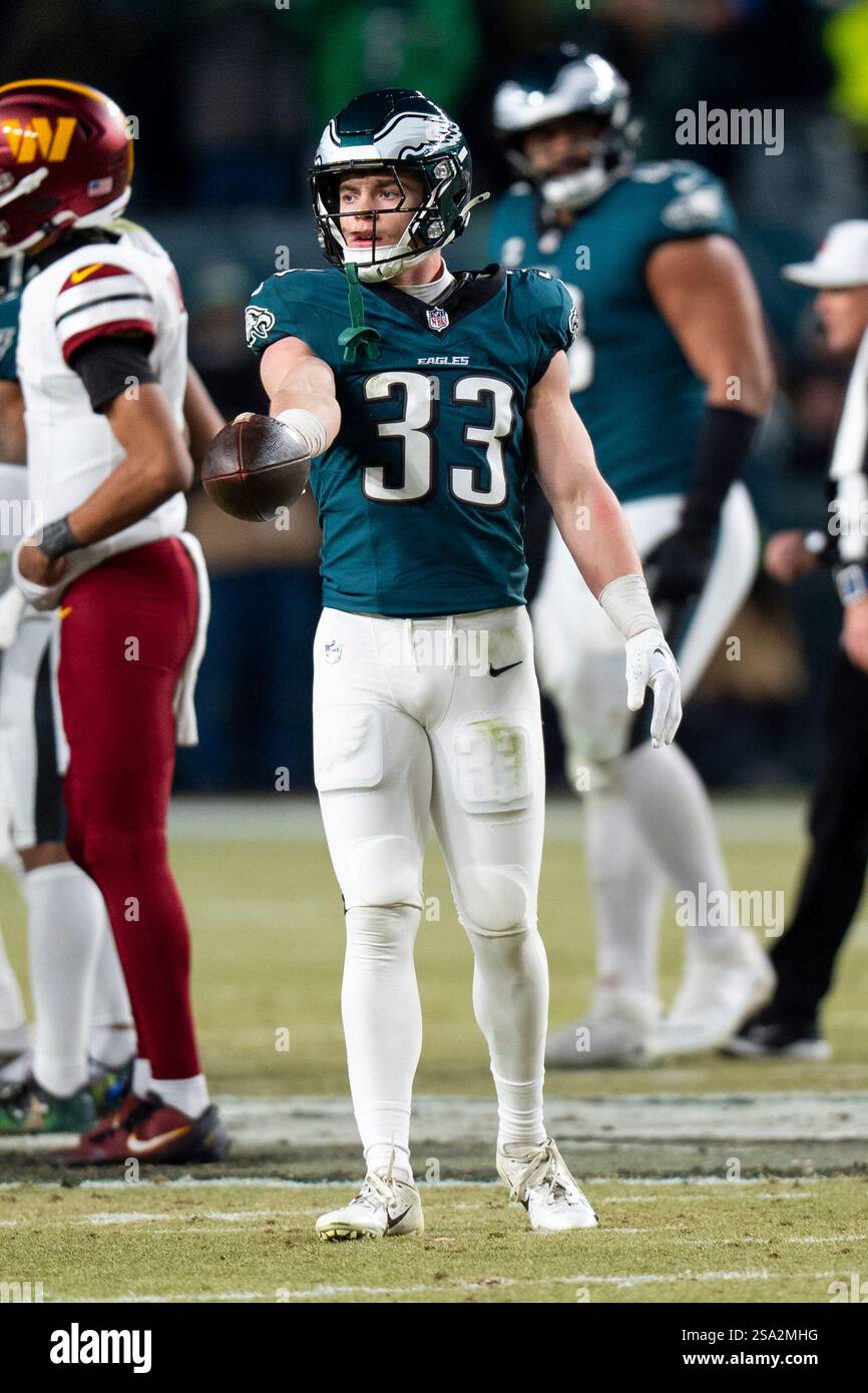Philadelphia Eagles defensive back Cooper DeJean (33) looks on with the ...