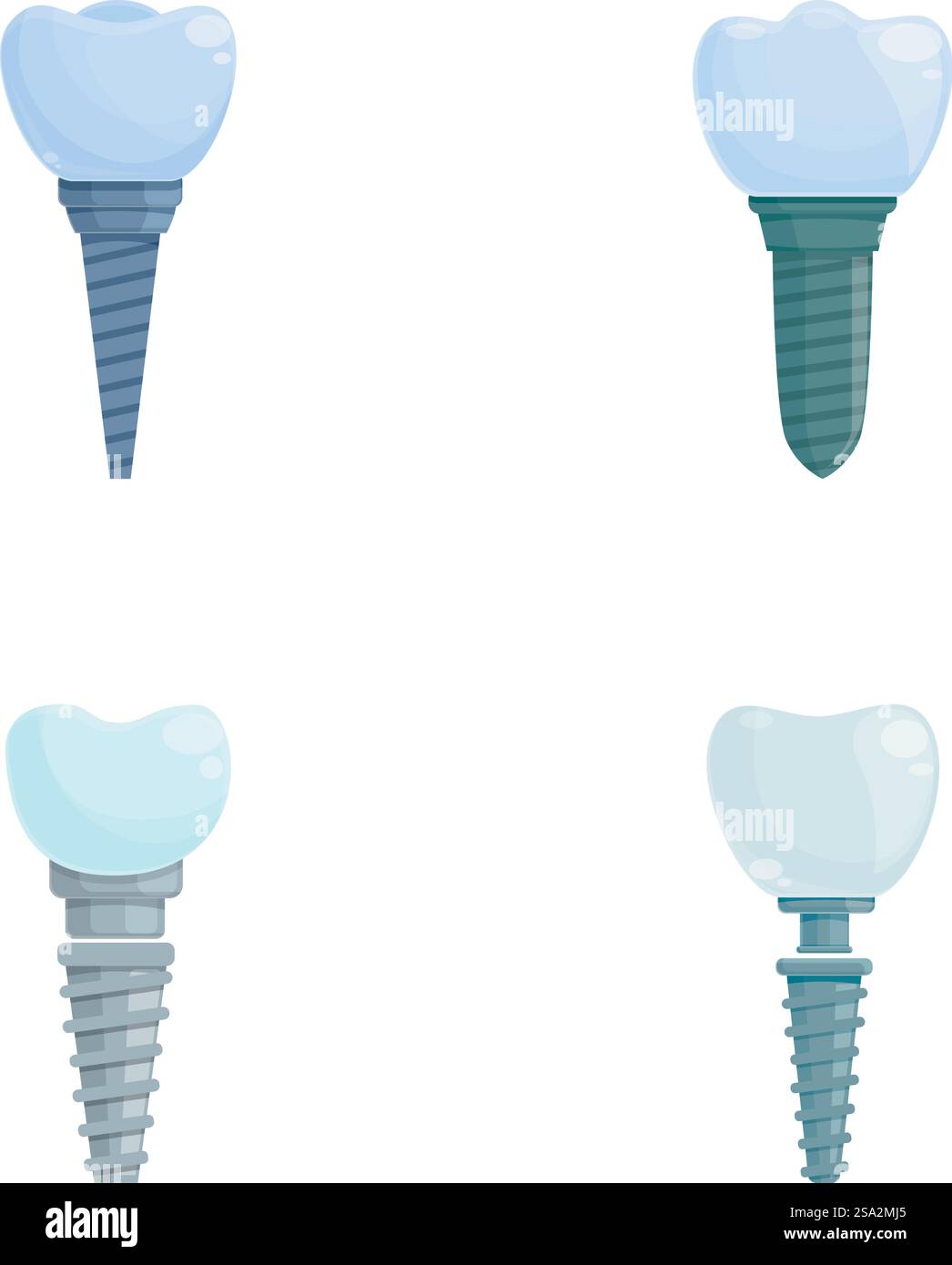 Tooth implant icons set cartoon vector. Various type of dental implant ...