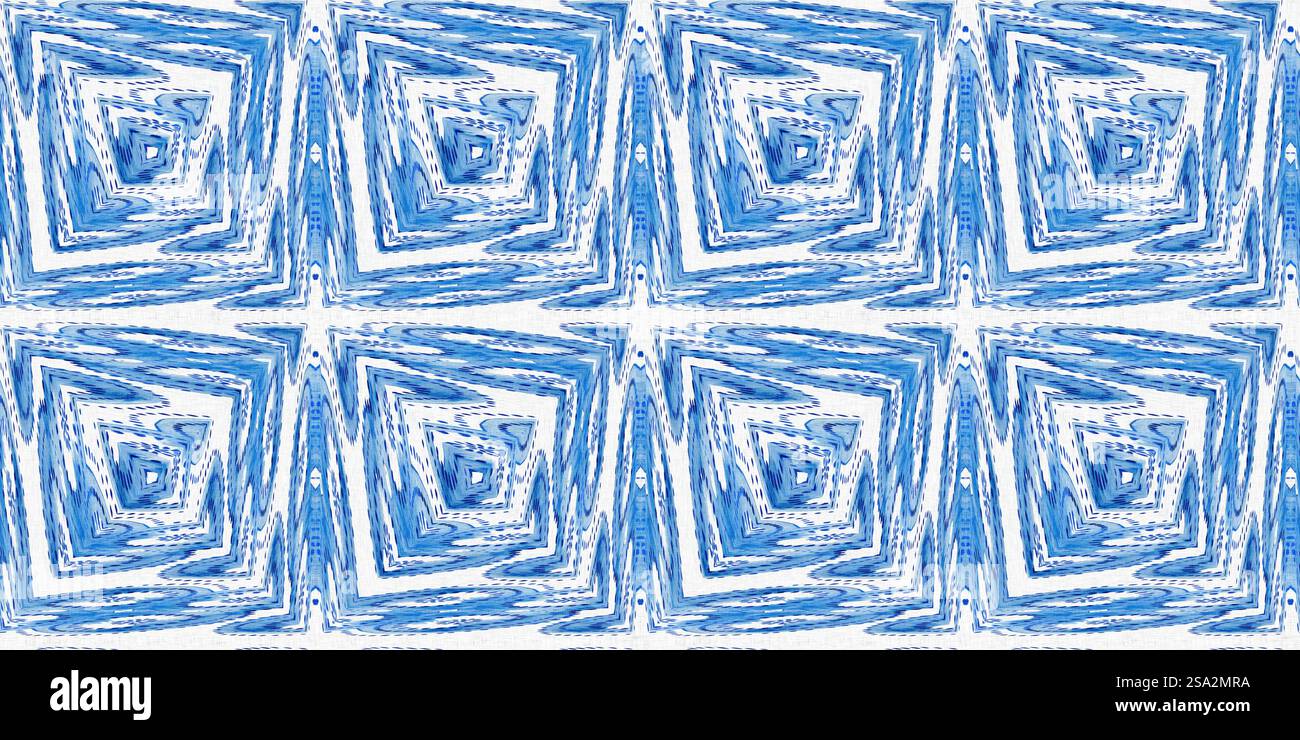 Geometric indigo shape seamless border. Irregular hand drawn batik ...