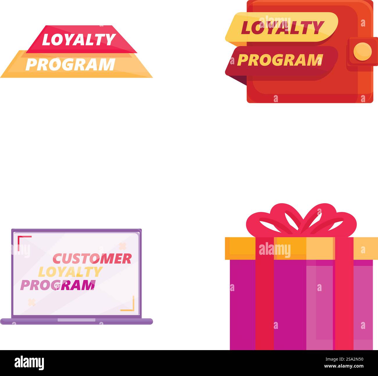 Customer loyalty icons set cartoon vector. Loyalty program and customer ...