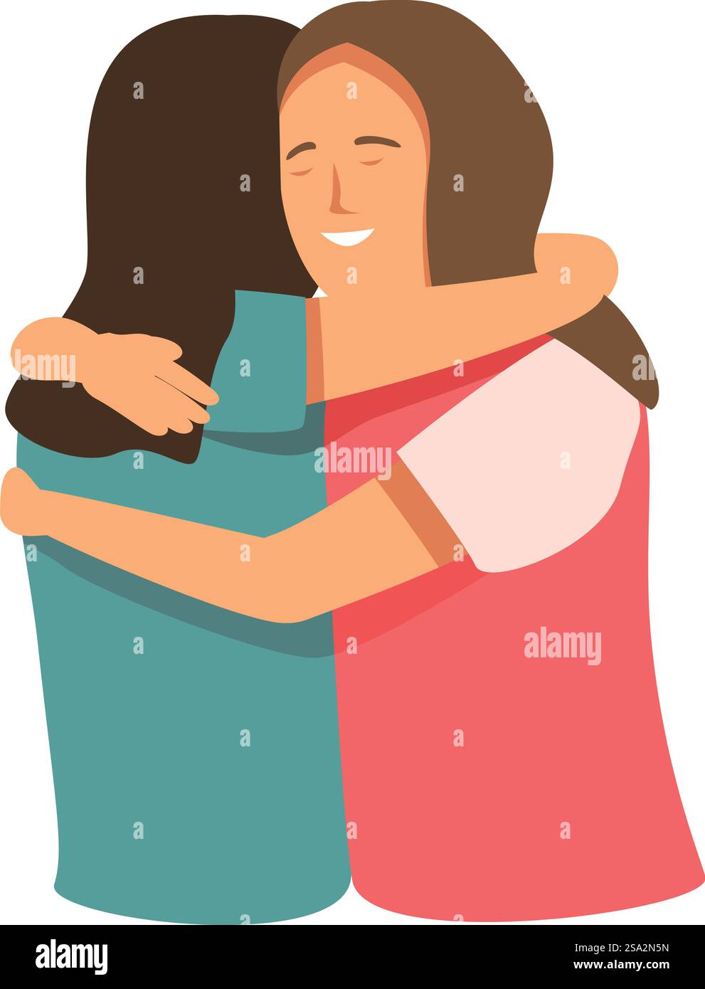 Females friends embrace icon cartoon vector. Lovely support. Mother and ...
