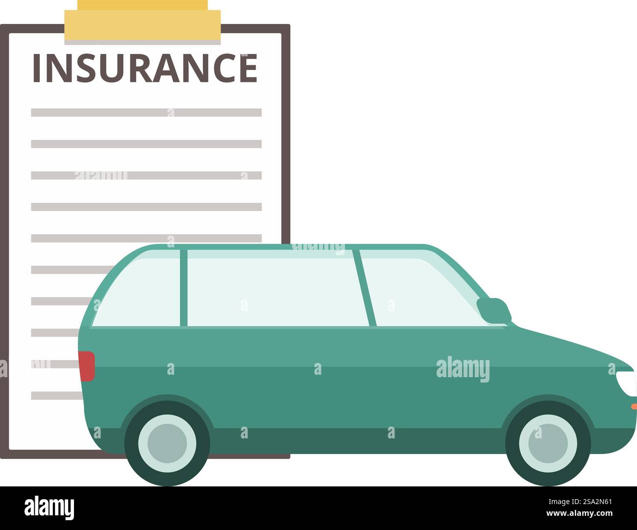 Detailed illustration of car insurance policy vector document with auto ...