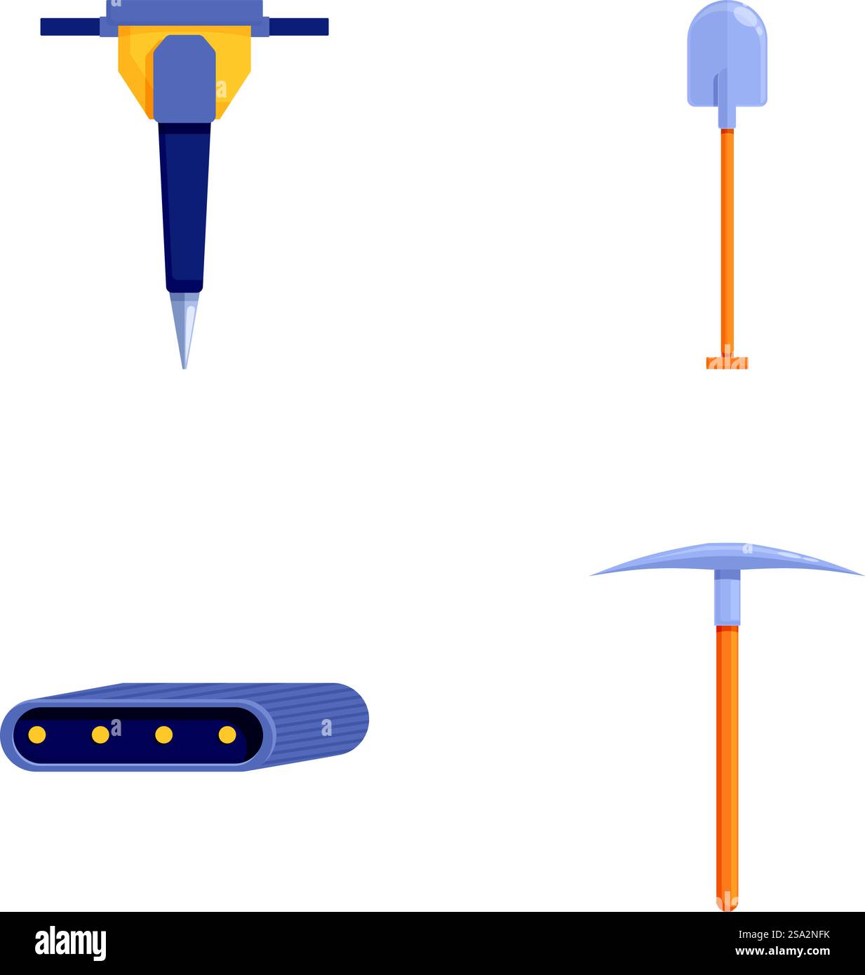 Mining work icons set cartoon vector. Equipment for mining industry ...