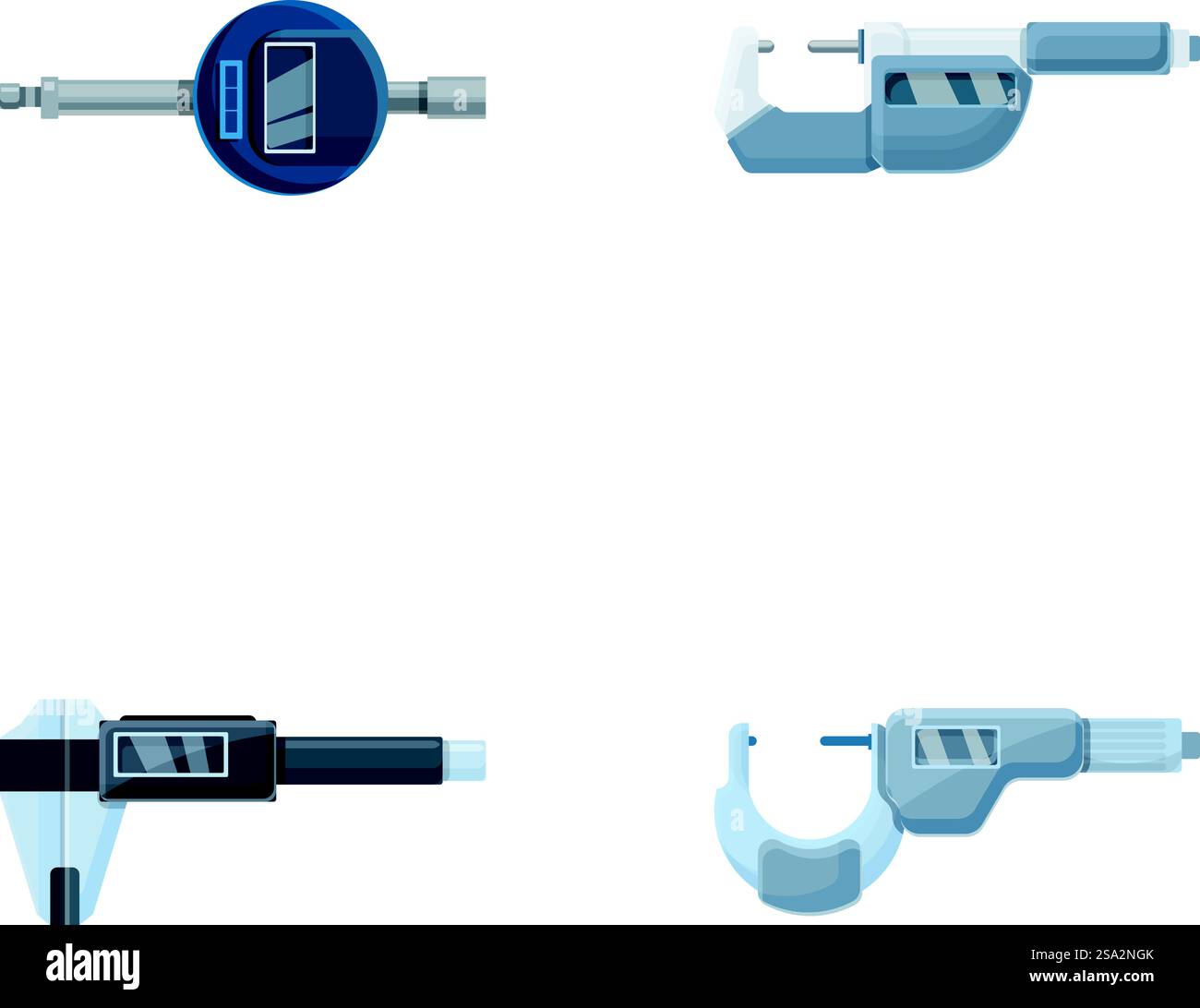 Classic micrometer icons set cartoon vector. Laboratory digital ...