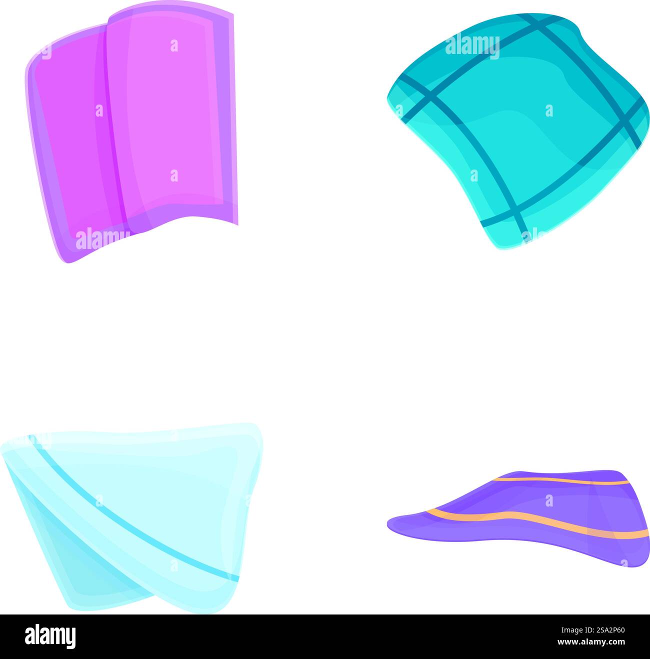 Cotton handkerchief icons set cartoon vector. Handkerchief in various ...