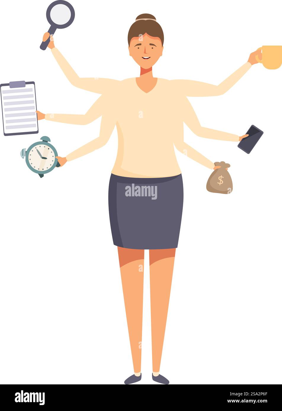 Multitasking workaholic person icon cartoon vector. Office manager ...