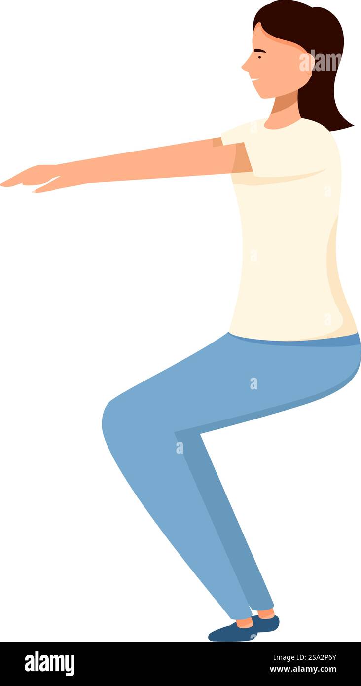 Illustration of a young adult woman performing a balancing exercise on ...